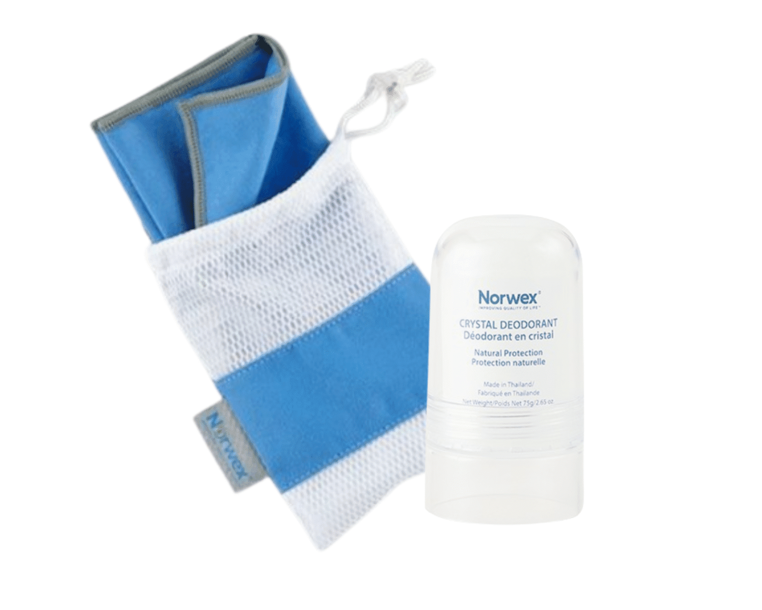 Crystal Deodorant + Active Towel with Mesh Bag, small - Blue - Norwex